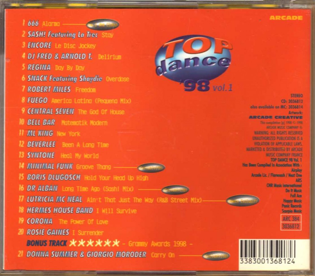 Compilation – Top Dance ’98 Vol. 1 – CD | Eurodance 90 CD shop