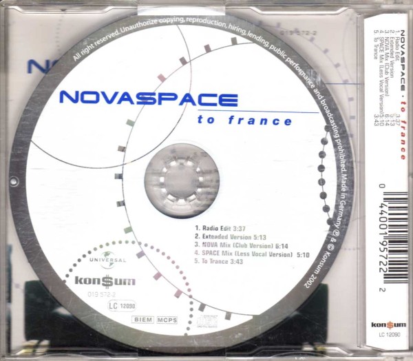 Novaspace – To France – CDM | Eurodance 90 CD shop