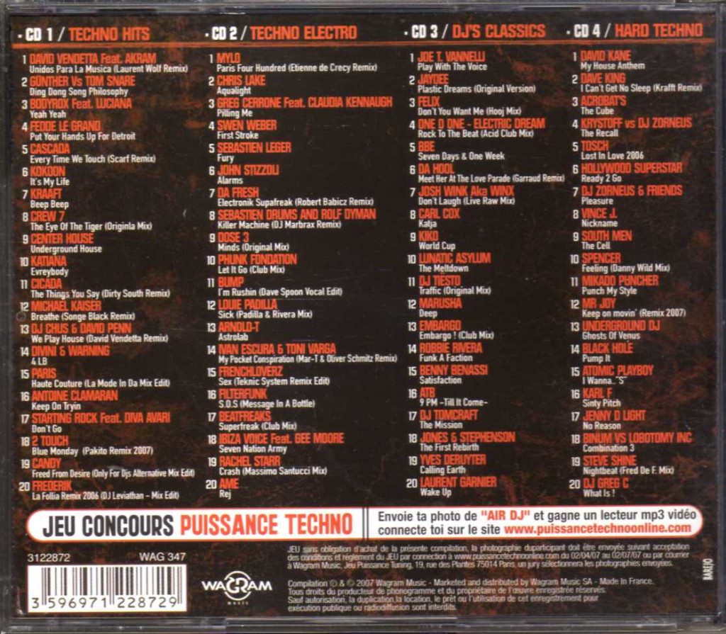 Compilation – Puissance Techno (4 CD) | Eurodance 90 CD shop