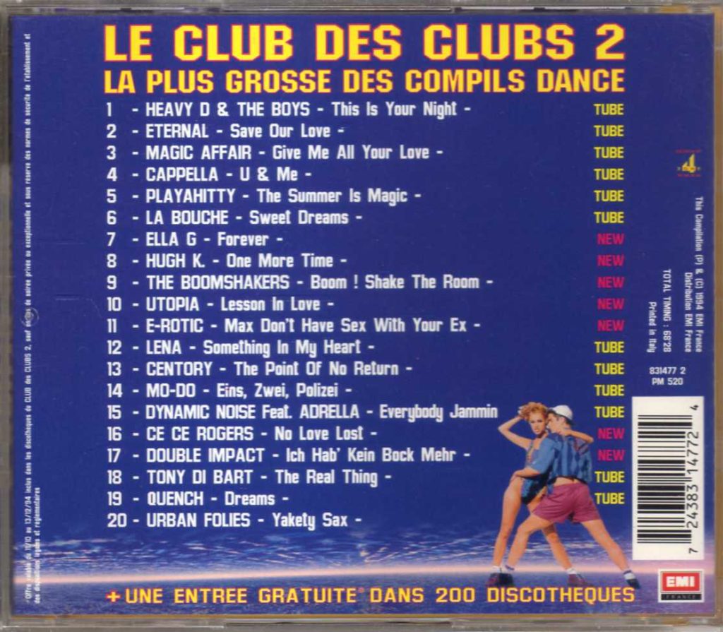 Compilation – Le Club Des Clubs 2 – CD | Eurodance 90 CD shop