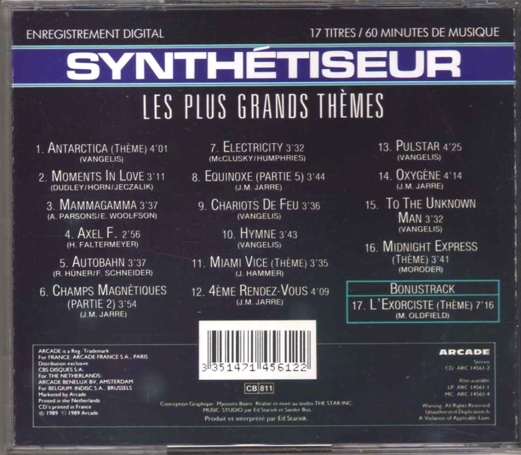Compilation – Synthétiseur 1 – Les Plus Grands Thèmes – CD | Eurodance ...