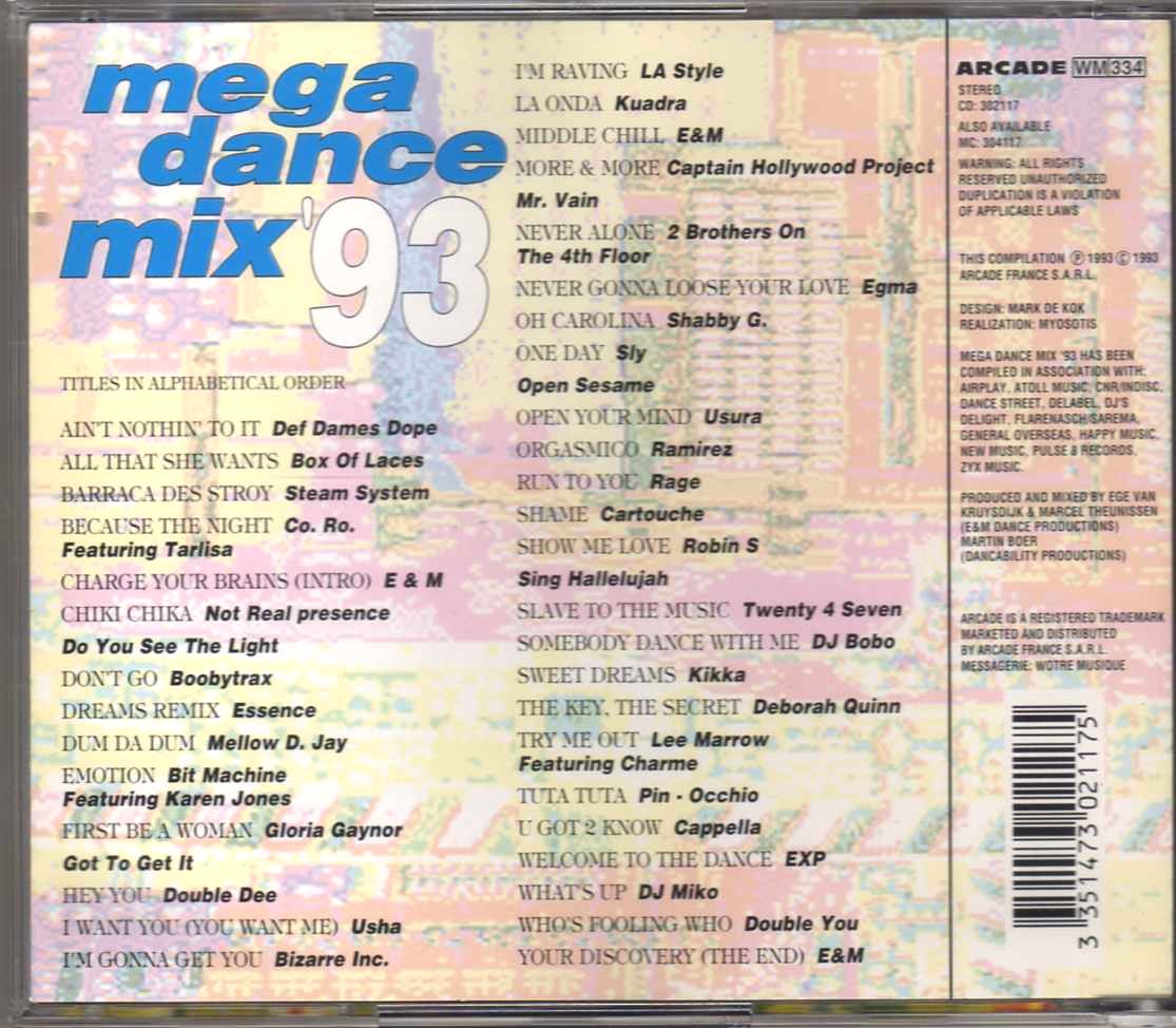 Compilation – Mega Dance Mix ’93 (A Non Stop Mix) – CD | Eurodance 90 CD shop